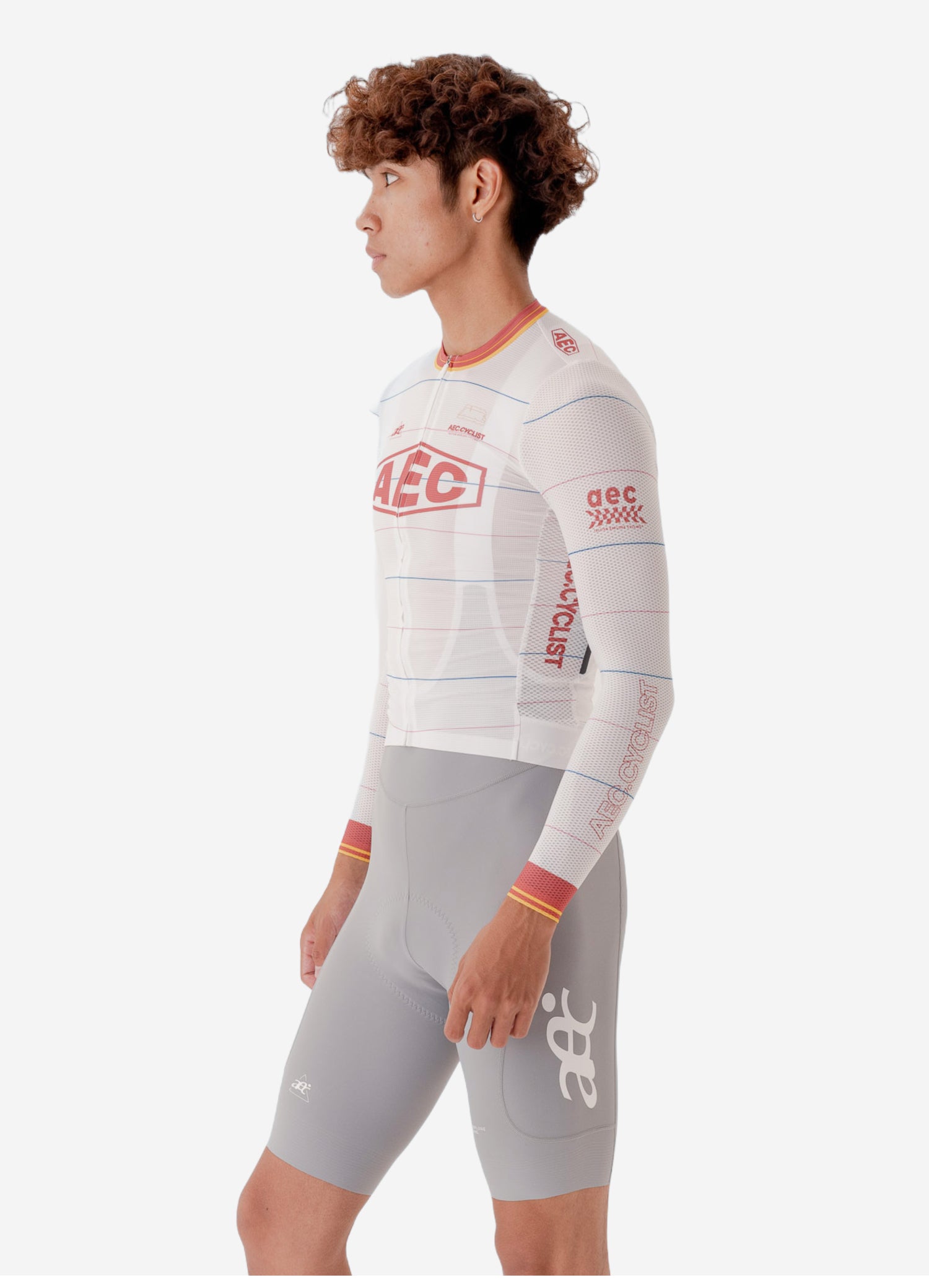 AEC Men Cycling Jersey Long Sleeve Zipper Bike Tops Spring Summer Brea ...